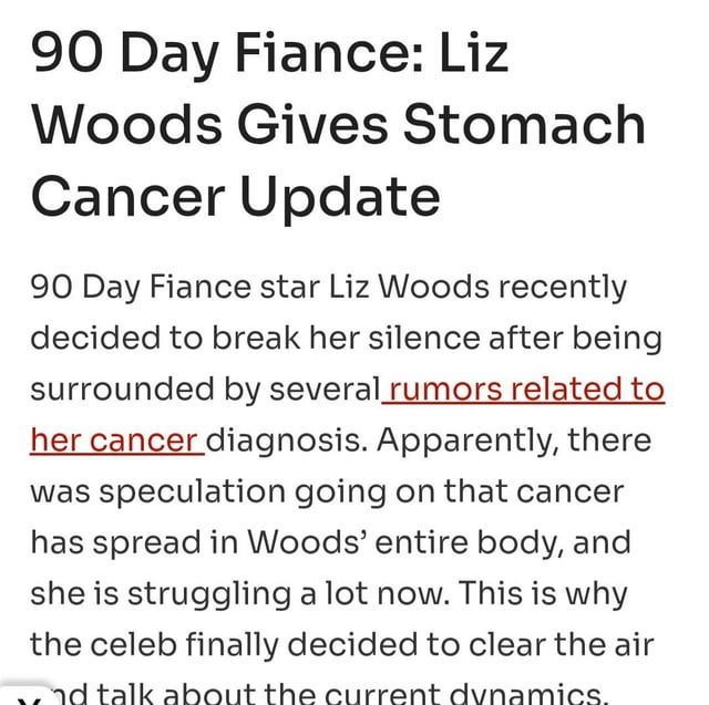 Liz Woods from 90 Day Fiancé emotionally opens up about her cancer ...